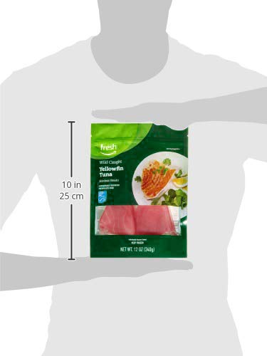 Amazon Fresh Brand, Wild Caught Yellowfin Tuna Steaks, Frozen, Sustainably Sourced, Phosphate Free, 12 Oz