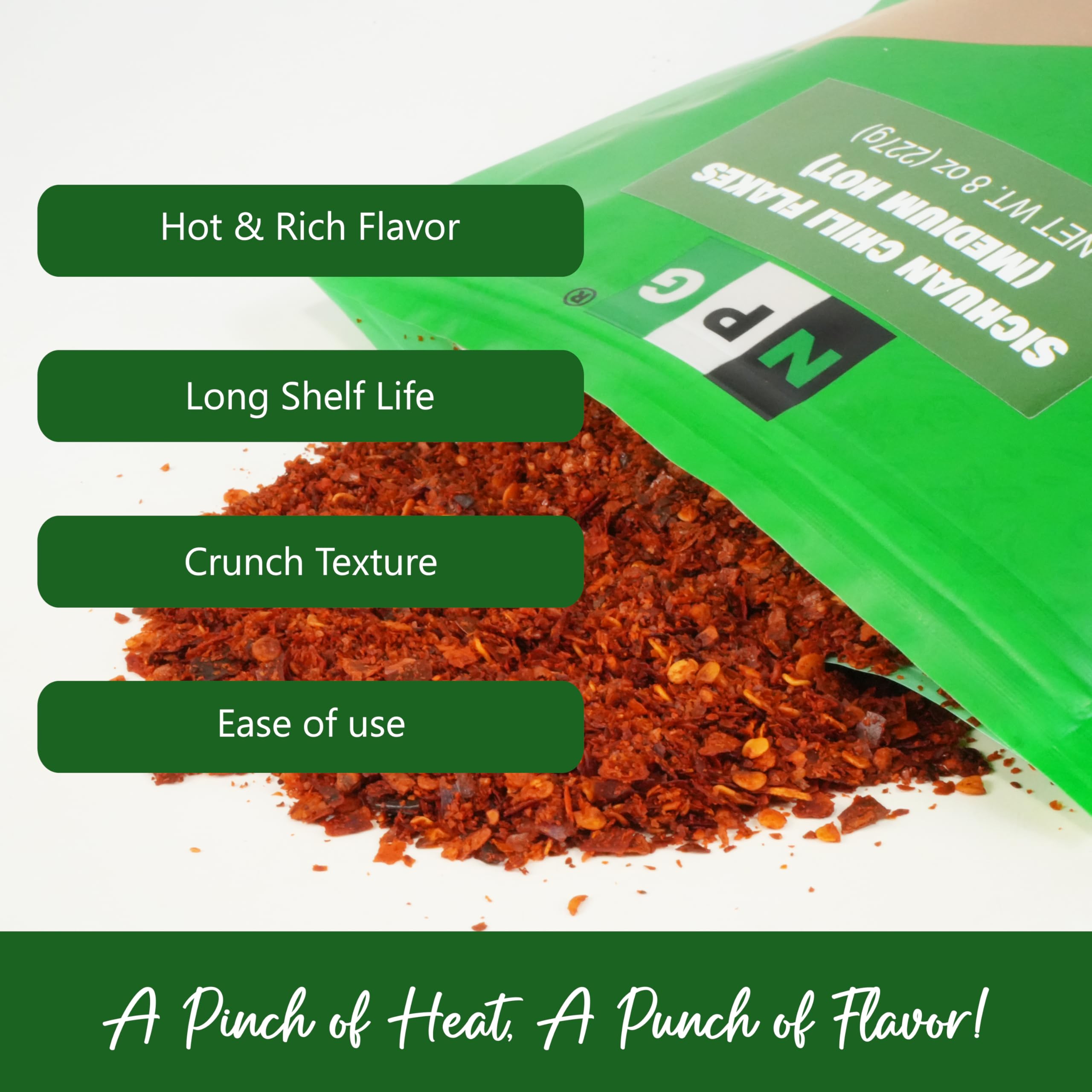 NPG Authentic Sichuan Chili Flakes 8 Ounces, Medium Hot, Szechuan Crushed Red Pepper Flakes Bulk, Essential Spice Seasoning for Making Kimchi, Chili Oil, Stir-fry, Pizza, Salads, and Tacos