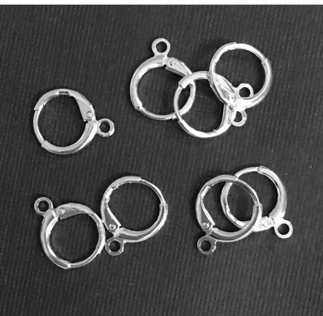 50pcs Adabele Hypoallergenic Tarnish Resistant 14mm (0.55 Inch) Round Hoop Huggie Earring Hooks Open Ring Ear Wire Sterling Silver Plated Brass for DIY Earrings Jewelry Making BF262-1