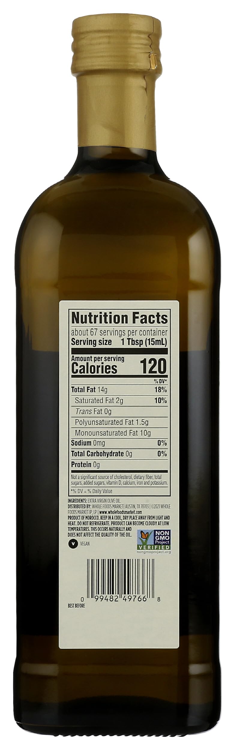 Whole Foods Market, Extra Virgin Olive Oil of Morocco, Cold Processed, 33.8 Fl Oz