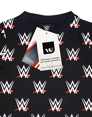 WWE Wrestling All Over Print Boys Kids Black Logo T-Shirt