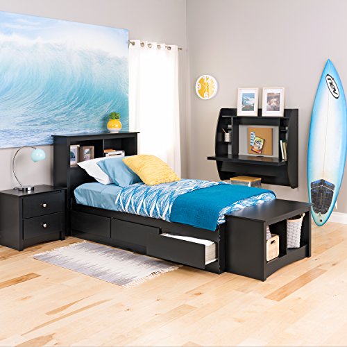 Prepac Mate's Twin XL Platform Storage Bed with Headboard and 3 Drawers