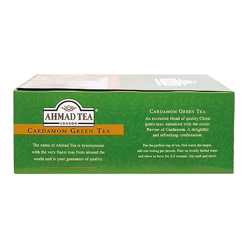 Ahmad Tea Green Tea, Cardamom Teabags, 100 ct (Pack of 1) - Caffeinated & Sugar-Free