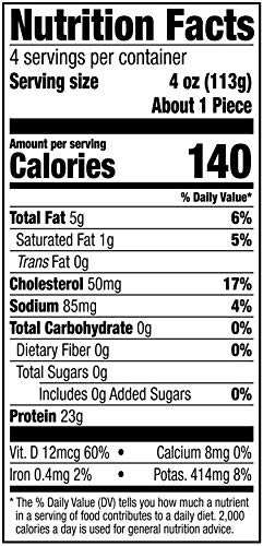 Amazon Fresh Brand, Wild Caught Pink Salmon Skinless Fillet Portions, Frozen, Sustainably Sourced, Phosphate Free, 1 Lb
