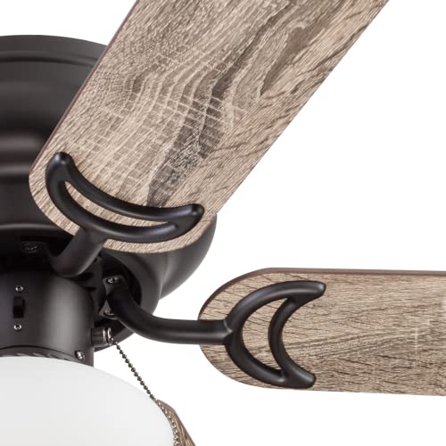 Prominence Home Alvina Traditional 44 Inch Ceiling Fan with Light, LED Flush Mount Ceiling Fan, Indoor Fan with 5 Blades, Gray Pine and Maple Brown Blade Finish Options, Bronze (51584-01)
