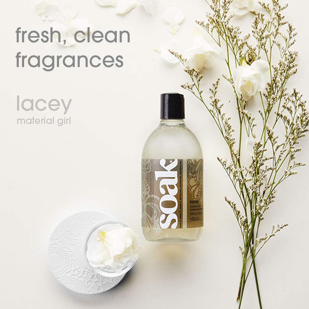 Soak Laundry Soap – No Rinse, Plant Derived Hand Wash Detergent - 375 ml / 12 fl. oz, 75+ Washes (Lacey)