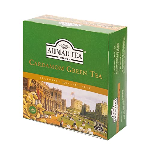 Ahmad Tea Green Tea, Cardamom Teabags, 100 ct (Pack of 1) - Caffeinated & Sugar-Free