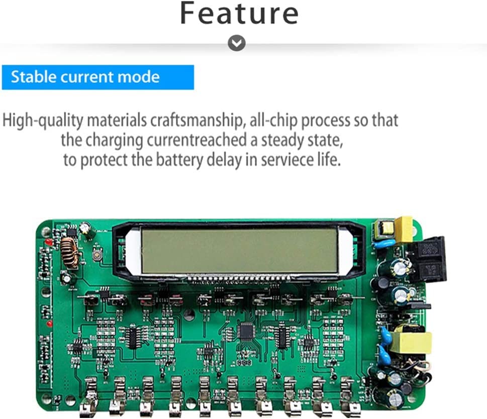 Tenberly 12 Slots Battery Charger with LCD Display for AA AAA 18650 NiCD NiMH 3.7V Li-ion Batteries with Discharge Function (Upgrade Charger)