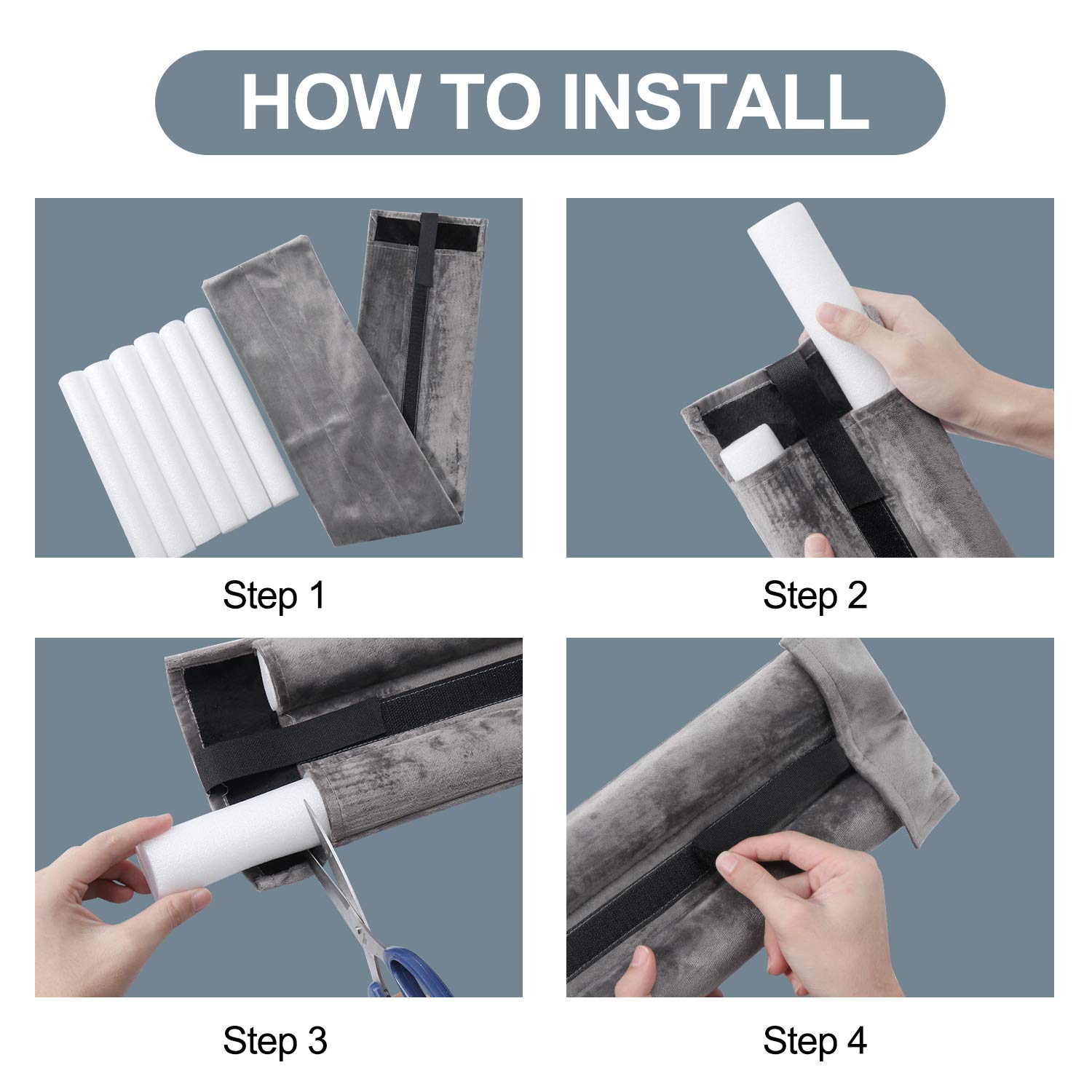 GDHOMM Under Door Draft Stopper, Door Sweeps Door Noise Blocker Soundproof Weather Stripping Window Breeze Blocker Energy Saving 30" to 36" Size Adjustable,Gray