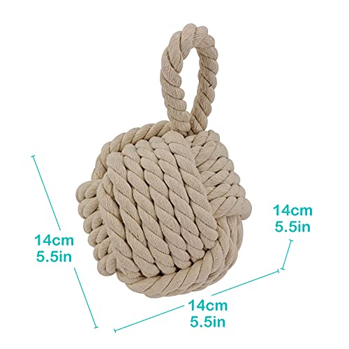 Dewarfami Rope Knot Nautical Door Stopper, Decorative Door Stop Creamy White