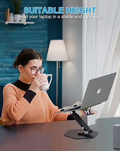 SENXILLER Laptop Stand for Desk, Laptop Stand Adjustable Height up to 19 inch, Swivel Laptop Stand with 360°Rotating, Laptop Riser Computer Stand Compatible with MacBook and All Laptops