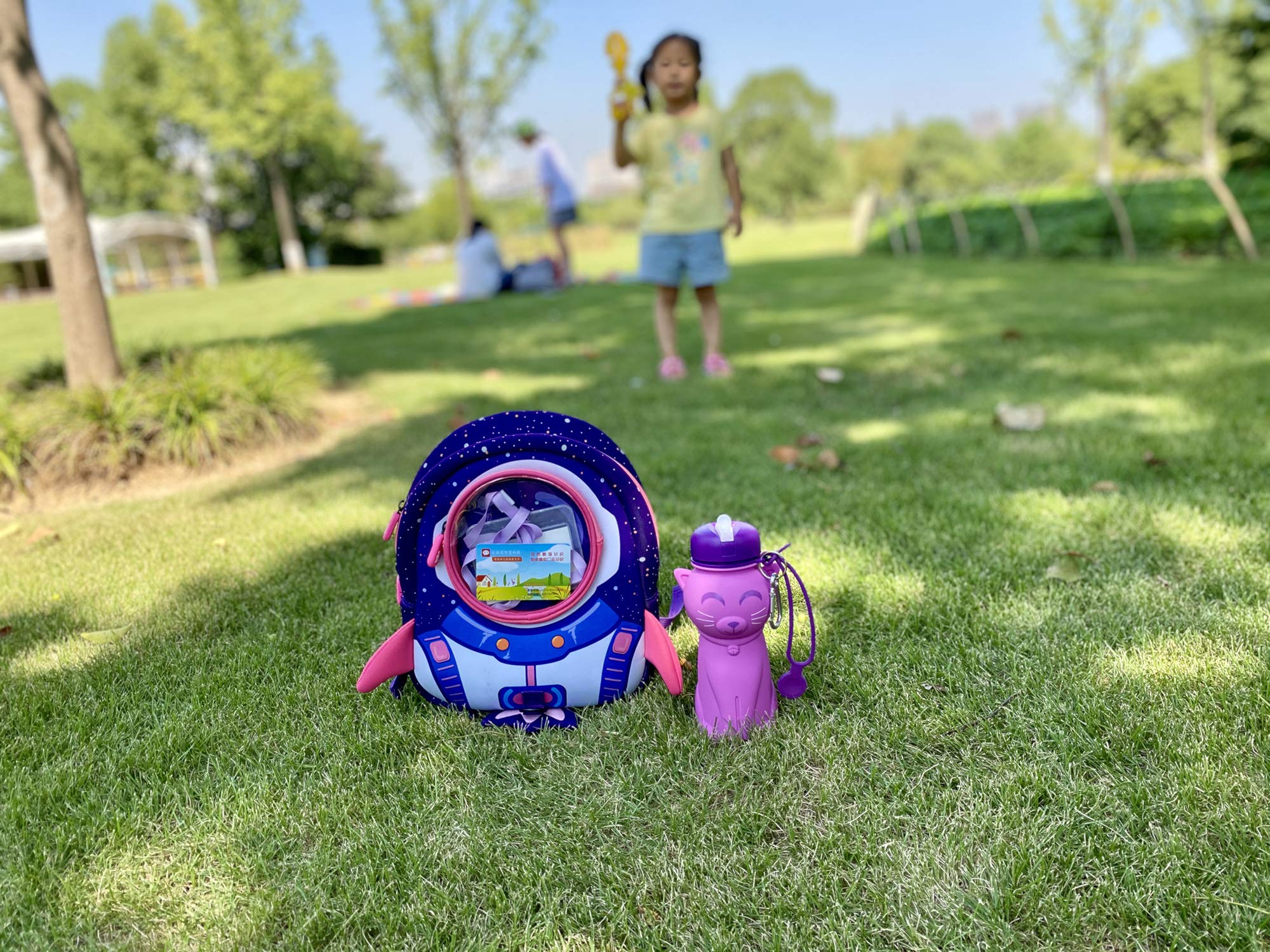 Collapsible Cat Kids Water Bottle BPA Free Portable Leak Proof with Silicone for School Travel Outdoor