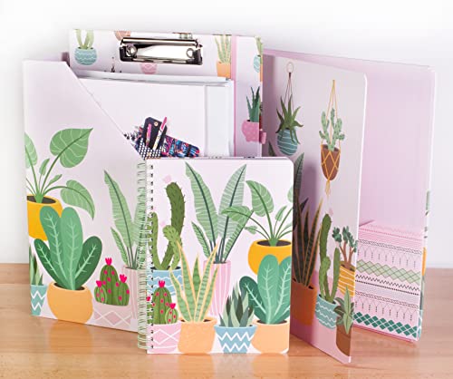 Steel Mill & Co Cute Magazine Holder Set of 2, Vertical File Organizer, File Folder and Paper Holder, Desk Accessories & Workspace Organizers for Home or Office, Succulent