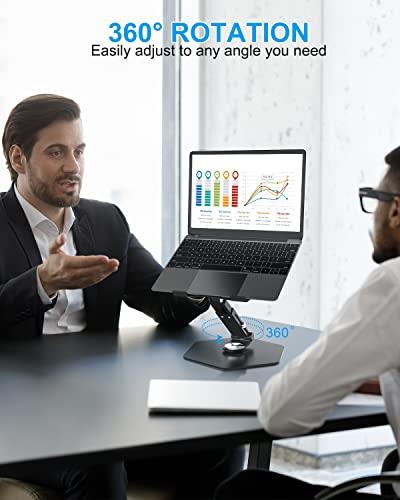 SENXILLER Laptop Stand for Desk, Laptop Stand Adjustable Height up to 19 inch, Swivel Laptop Stand with 360°Rotating, Laptop Riser Computer Stand Compatible with MacBook and All Laptops