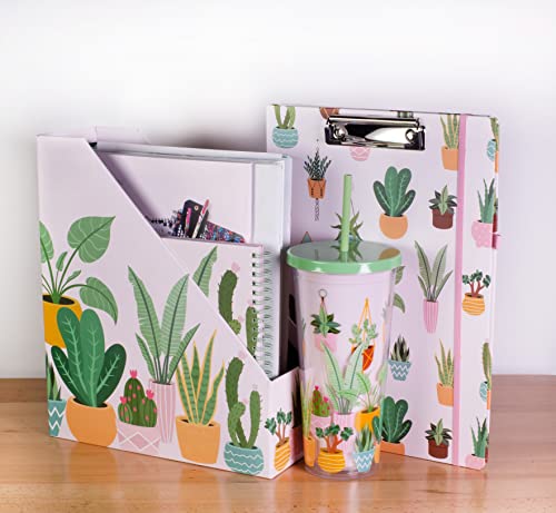 Steel Mill & Co Cute Magazine Holder Set of 2, Vertical File Organizer, File Folder and Paper Holder, Desk Accessories & Workspace Organizers for Home or Office, Succulent