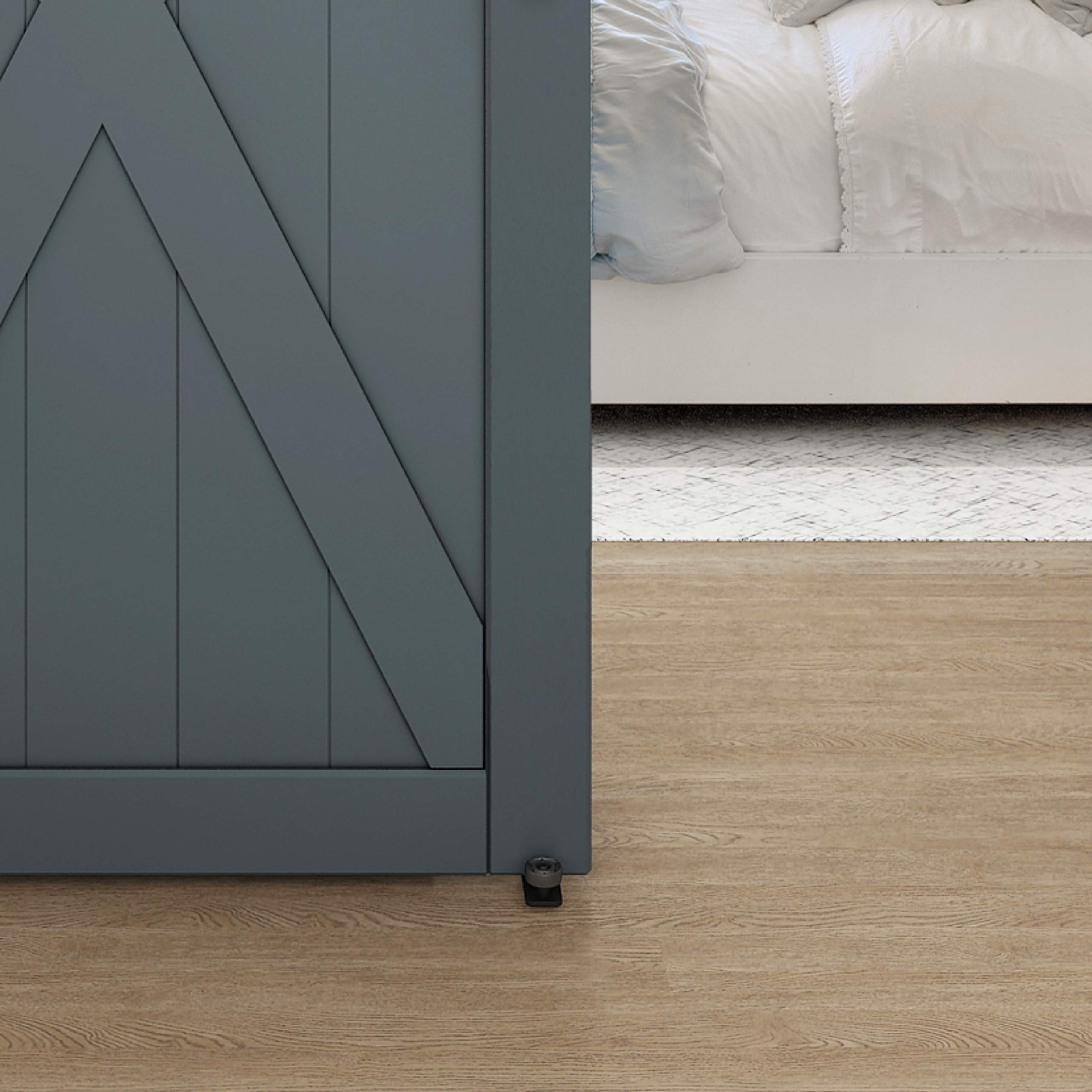 National Hardware N700-114 Interior Sliding Barn Door Hardware Double Floor Guide, 1 3/4 in, Matte Black
