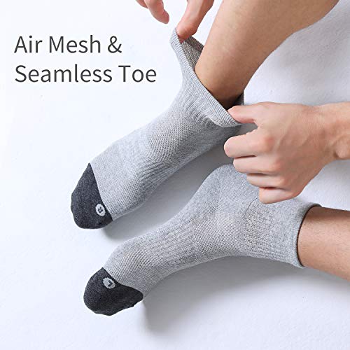 FITRELL 6 Pack Men's Athletic Ankle Socks Cushioned Sports Running Socks,Shoe Size 9-12, Grey
