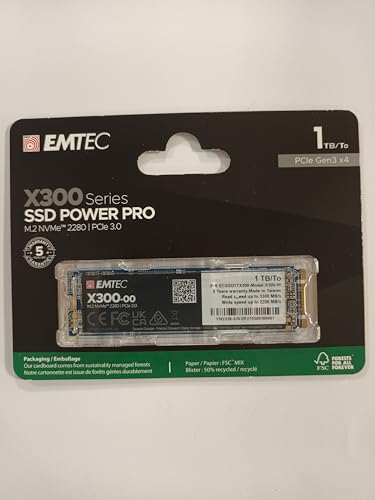 Emtec X300 Power Pro 1TB M.2 2280 PCIe Gen 3.0 x4 Internal Solid State Drive (SSD) - ECSSD1TX300