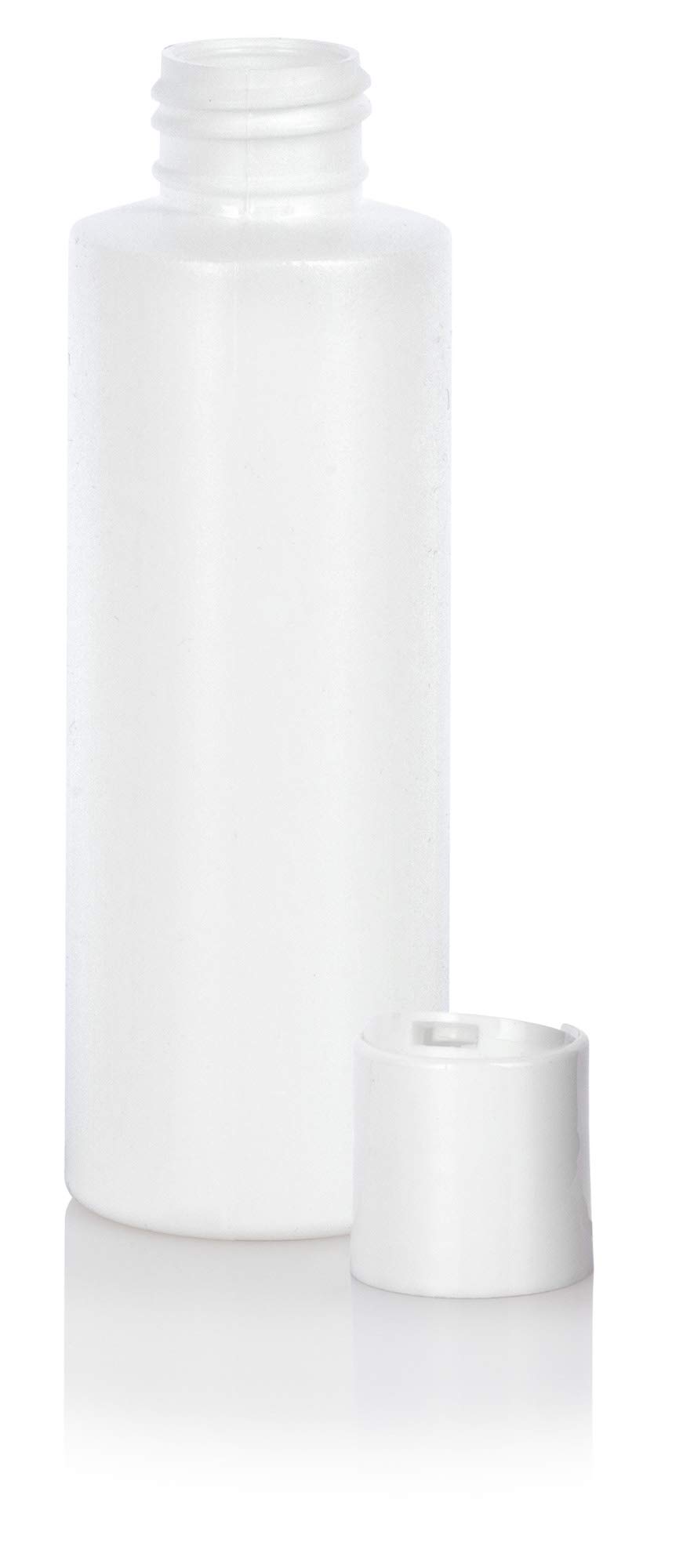 JUVITUS 4 oz / 120 ml White Plastic HDPE Refillable Cylinder Squeeze Bottle with White Disc Cap (12 Pack)