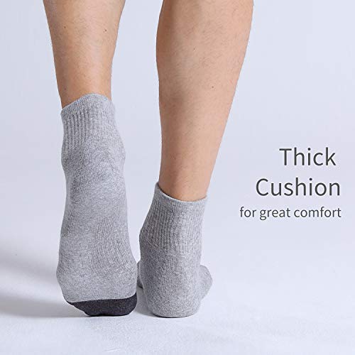 FITRELL 6 Pack Men's Athletic Ankle Socks Cushioned Sports Running Socks,Shoe Size 9-12, Grey