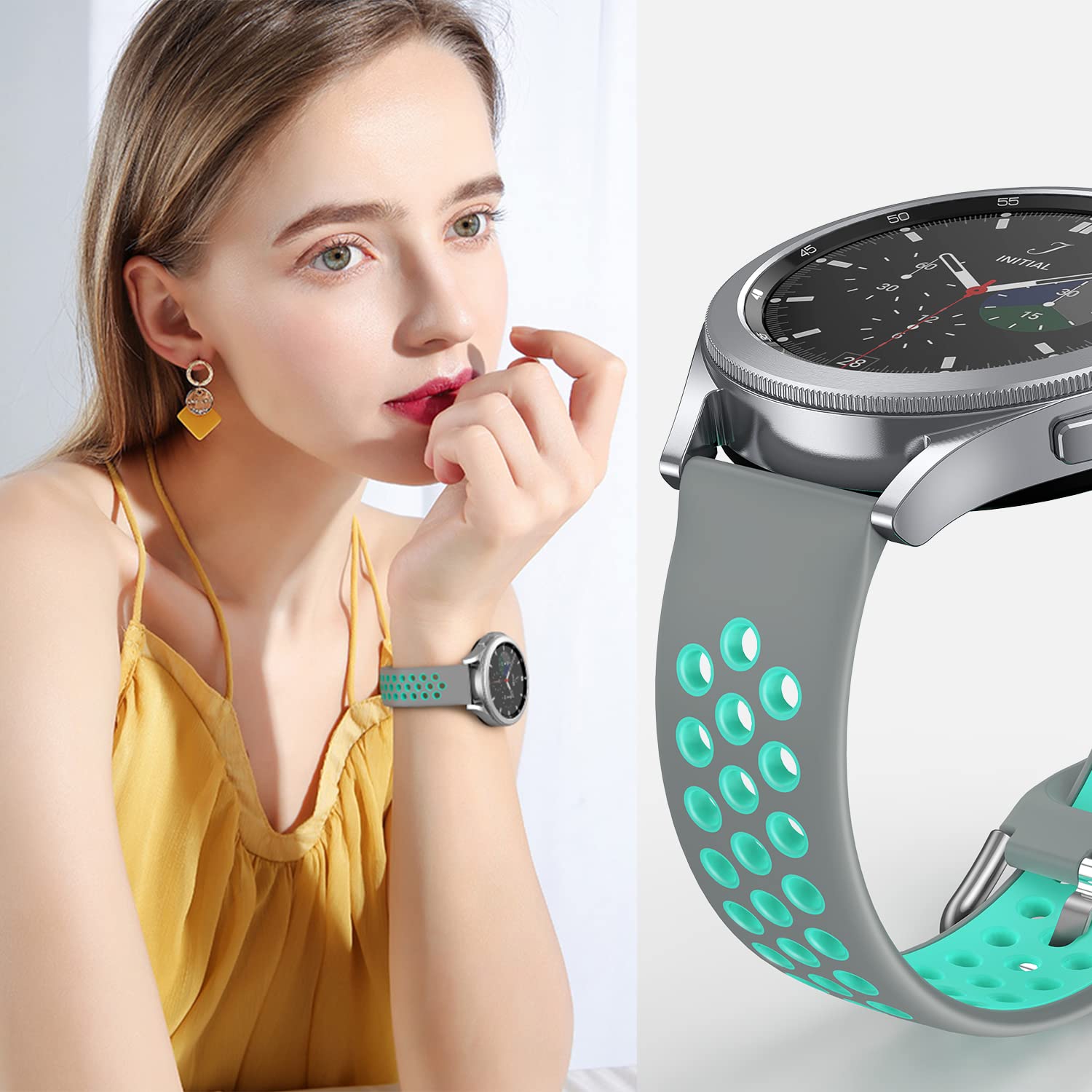 NAHAI 3 Pack Compatible with Samsung Galaxy Watch Active 2 Bands 40mm 44mm/ Active/Galaxy Watch 3 Band 41mm/Watch 4, Galaxy Watch 42mm Band, Soft Silicone Replacement Wristband for Women Men, Small