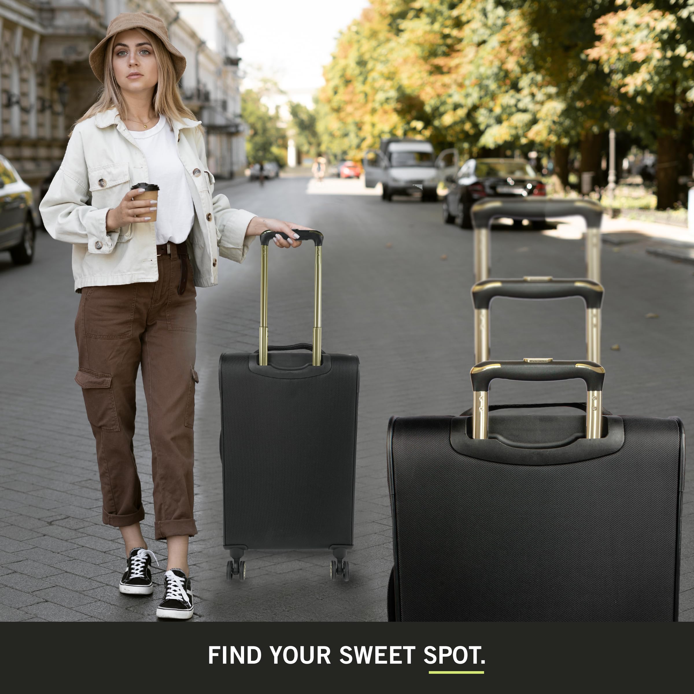 Kenneth Cole REACTION Chelsea Chevron Quilted Luggage, Black, 3-Piece Set (20"/24"/28")