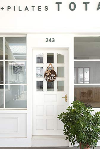 Dahey Hello Sign Rustic Front Door Decor Round Wood Hanging Sign Farmhouse Porch Decorations for Christmas Day Home Decor, Brown