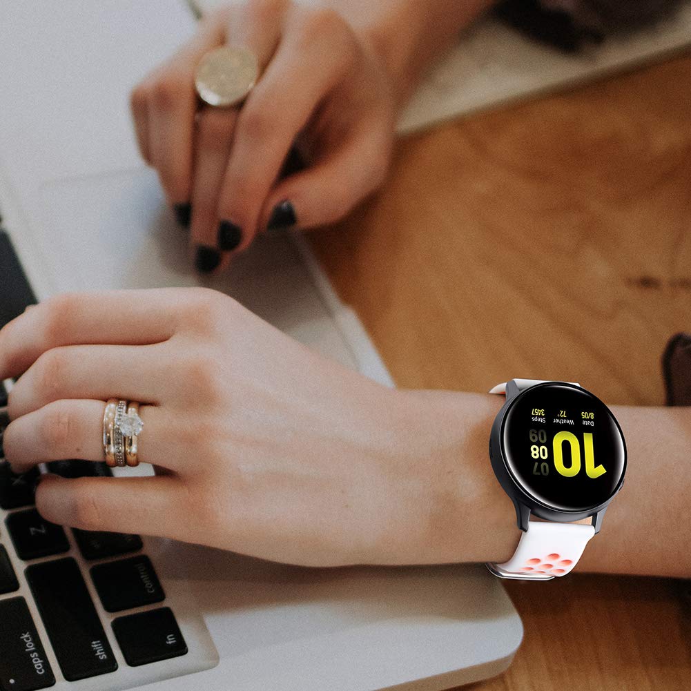 NAHAI 3 Pack Compatible with Samsung Galaxy Watch Active 2 Bands 40mm 44mm/ Active/Galaxy Watch 3 Band 41mm/Watch 4, Galaxy Watch 42mm Band, Soft Silicone Replacement Wristband for Women Men, Small