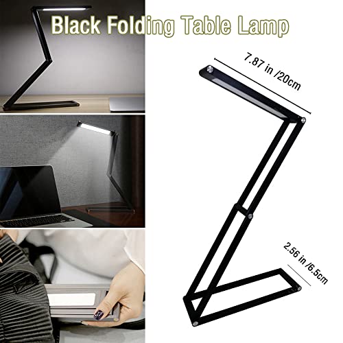 LEDHOLYT Foldable LED Desk Light, Slim Portable Rechargeable USB Table Light, Eye-Caring Aluminium Alloy Table Lamps,for Home, Reading, Studying, Work, Travel (Black)