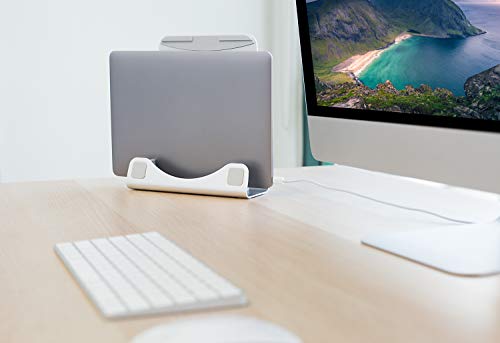 Mount-It! Vertical Laptop Stand - Aluminum Vertical Laptop Holder | 2 in 1 Laptop Riser for Desk | Vertical MacBook Stand for MacBook Air, MacBook Pro