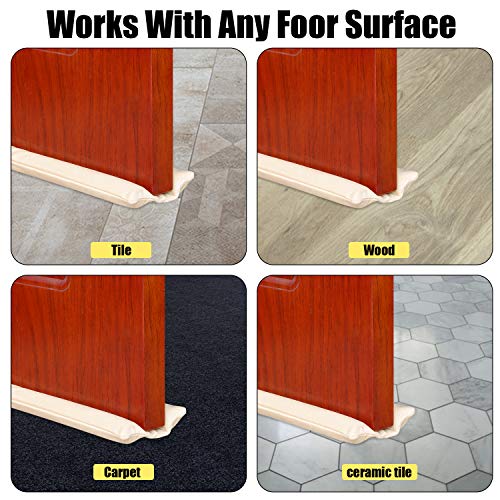Emoly Under Door Draft Stopper,Improved Adjustable Double Draft Noise Blocker Sweep,Adjustable 32 to 38" for Sound Dust Proof (White)