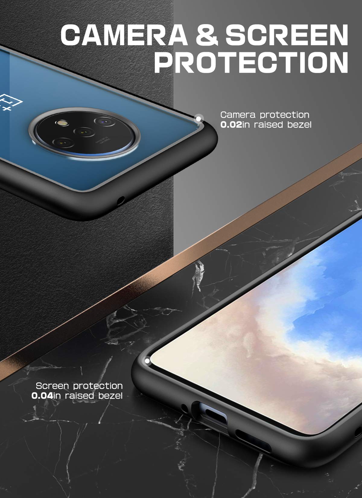 SUPCASE Unicorn Beetle Style Slim Clear Case for OnePlus 7T - Black