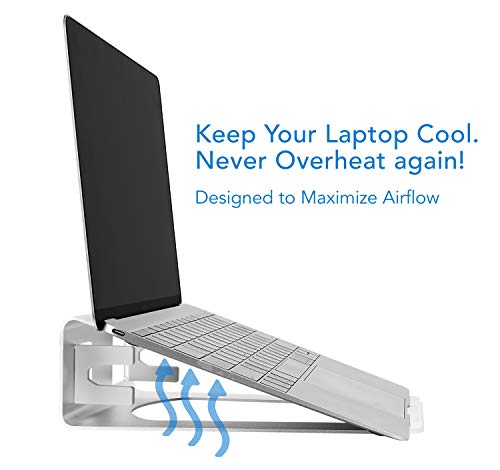 Mount-It! Vertical Laptop Stand - Aluminum Vertical Laptop Holder | 2 in 1 Laptop Riser for Desk | Vertical MacBook Stand for MacBook Air, MacBook Pro
