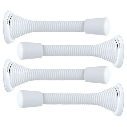 uxcell Door Stopper, 4 Pack Door Stop Wall, Rust Resistant, Noise Cancellation, 3" Spring Door Stoppers, Protect Doors White
