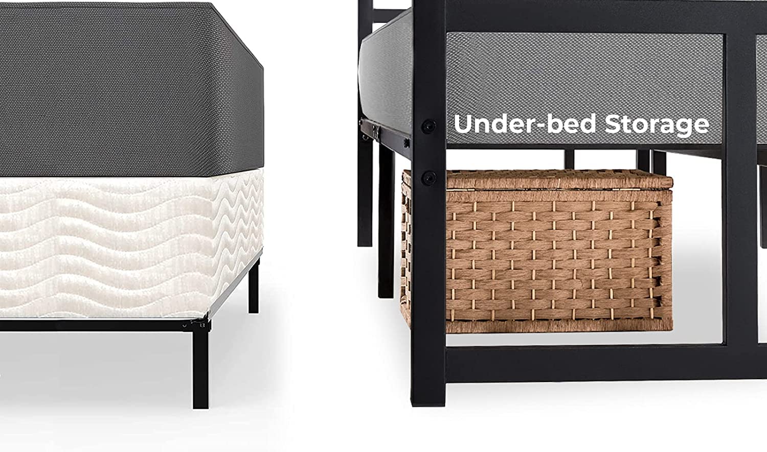 GreenForest Full Size Bed Frame with Headboard and Footboard Heavy Duty Supports Mattress Foundation, No Box Spring Needed, Black