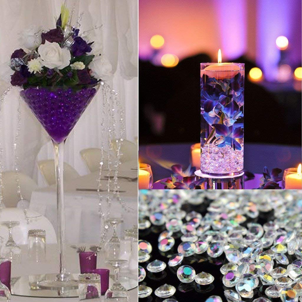 Gintoaria 1000pcs/ Pack Wedding Table Acrylic Diamond Scatter Crystals Confetti Acrylic Gems Vase Fillers Rhinestones for Wedding, Bridal Shower, Vase Beads Decorations (12mm, Olive Green)