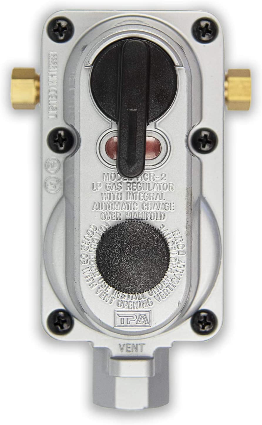 Flame King 2-Stage Auto Changeover LP Propane Gas Regulator with Two 18 Inch Pigtails for RVs, Vans, Trailers