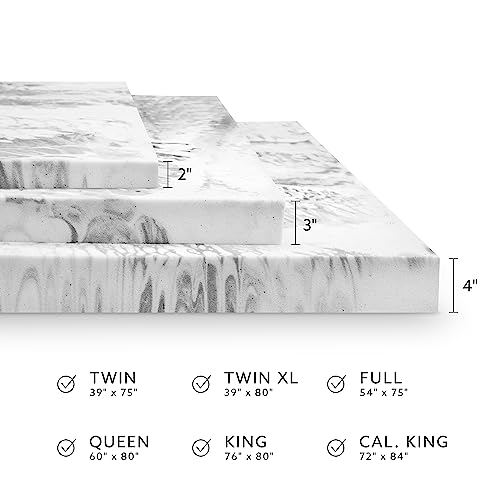 BioPEDIC 3-Inch King Size Mattress Topper, Bamboo Charcoal Infused Medium Plush Memory Foam Mattress Topper, CertiPUR-US Certified, White, King Size (80" L x 76" W x 3" H)