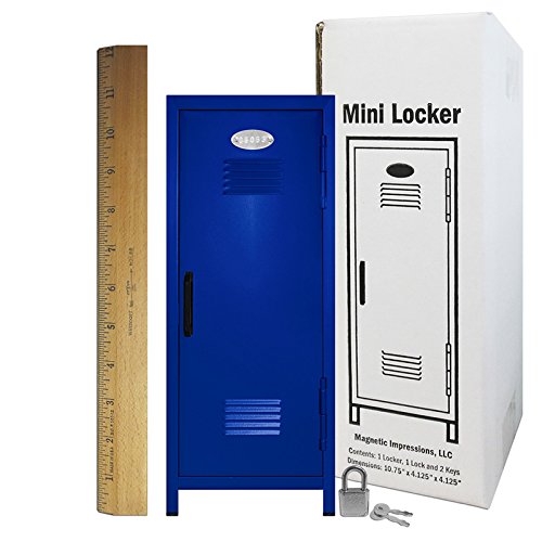 Mini Locker with Lock and Key Blue -10.75" Tall x 4.125" x 4.125"