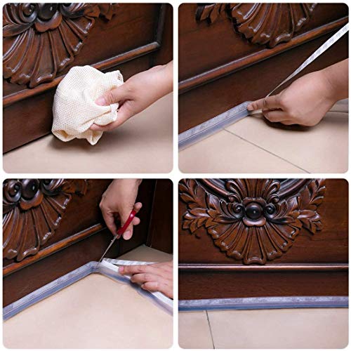 Silicone Seal Strip, Horuhue 16.4FT Transparent Door Strip Bottom Weather Stripping for Doors Silicone Sealing Sticker Adhesive for 0-30MM Doors and Windows Gaps(Width 45mm)