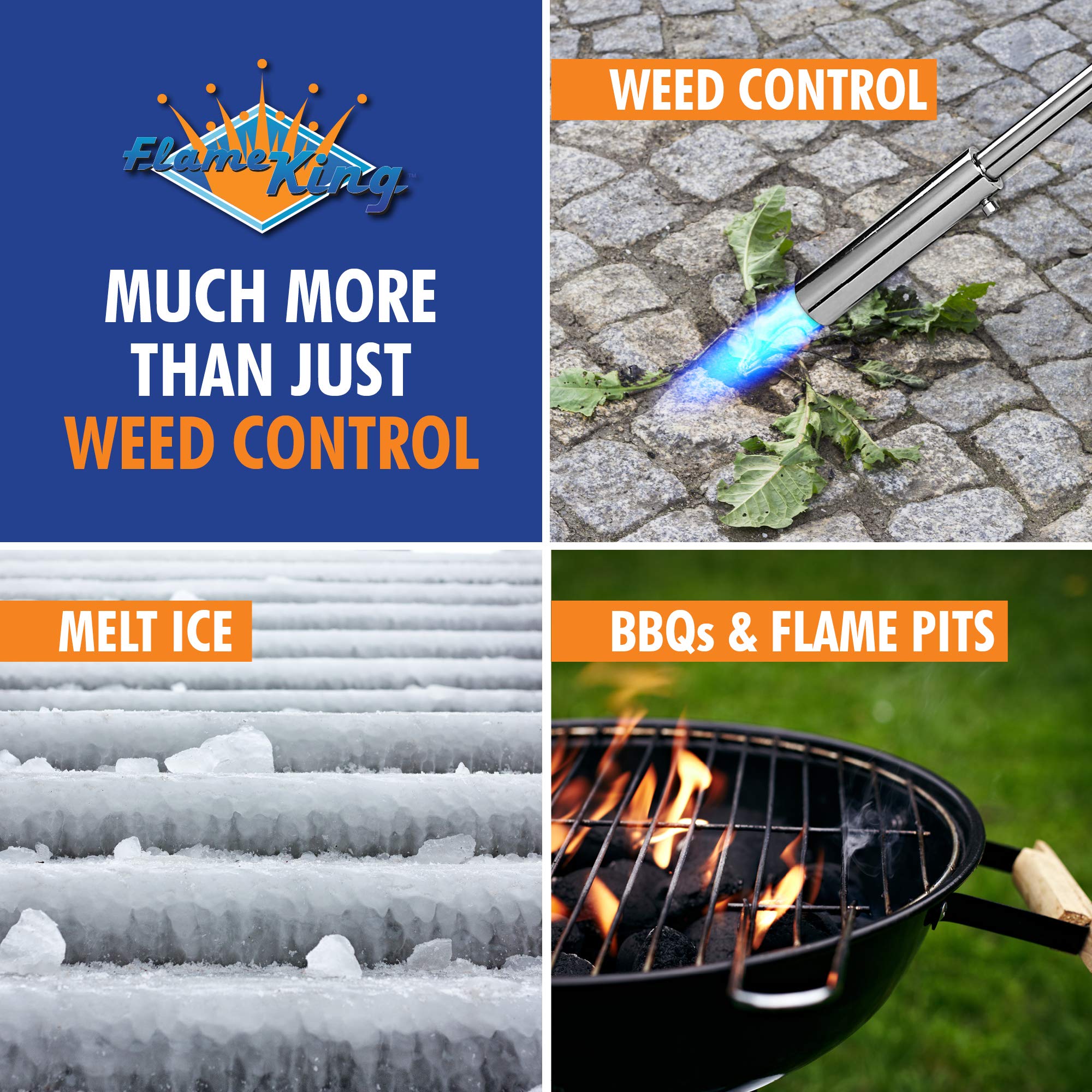 Flame King Propane Torch Weed Burner, 24000 BTU + Empty Refillable 1LB Empty Propane Cylinder Tank - Reusable - Safe and Legal Refill Option - DOT Compliant - 16.4 oz, Green