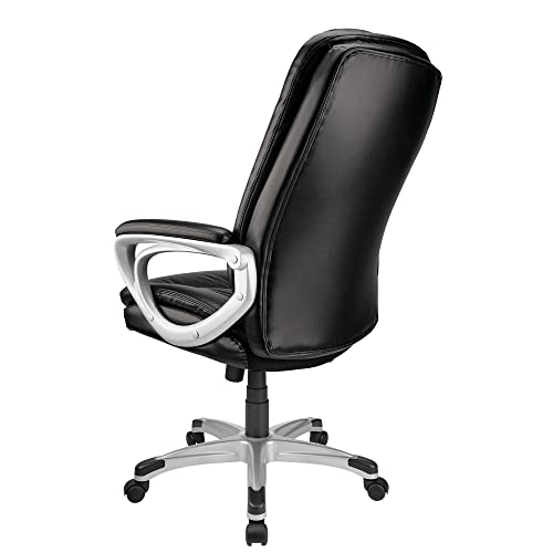 RealspaceĀ® Tresswell Bonded Leather High-Back Chair, Black/Silver