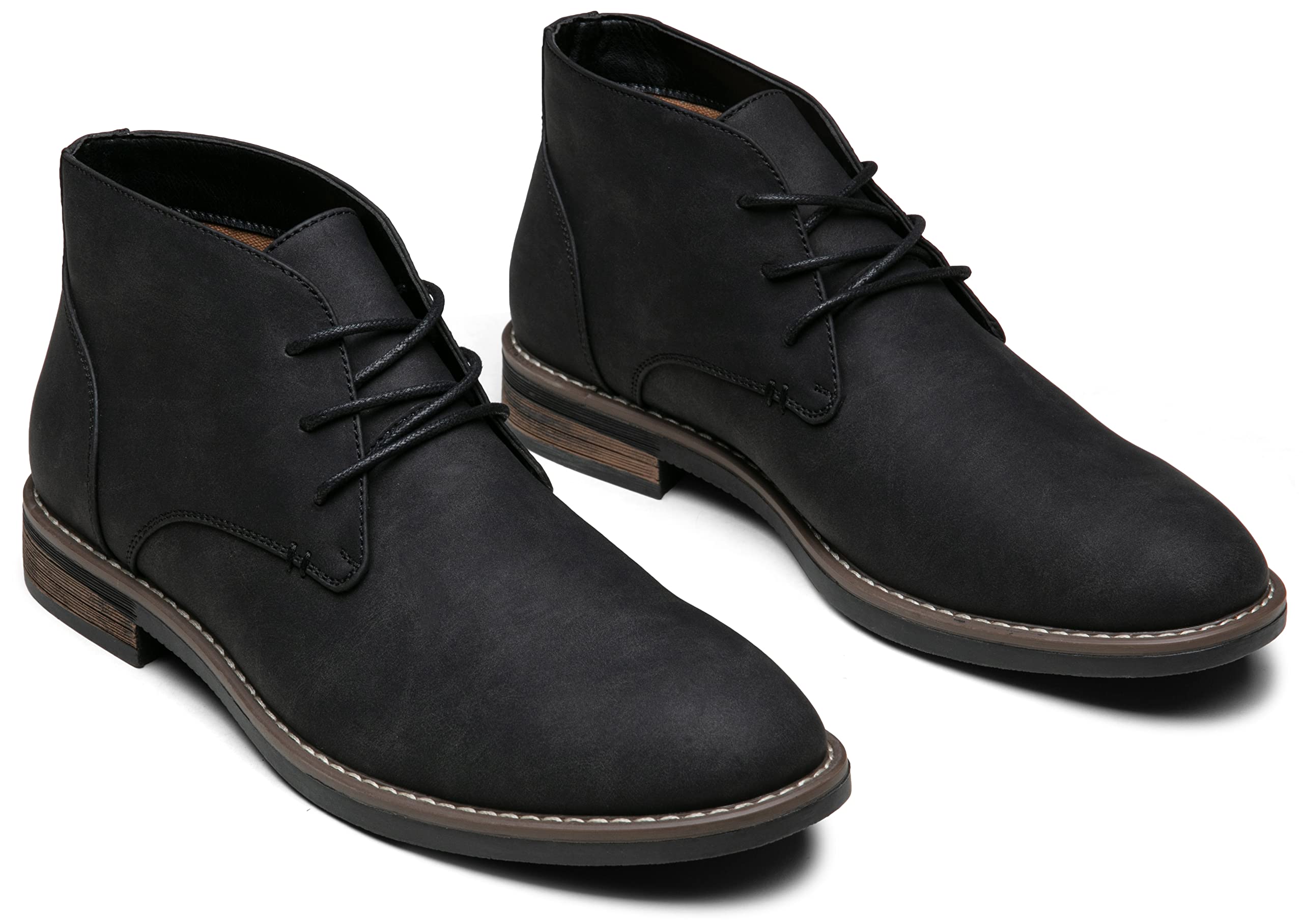 Jousen Men's Chukka Boots Lace Up Desert Ankle Boots Classic Causal Dress Boots For Men(AMY656A black 11)