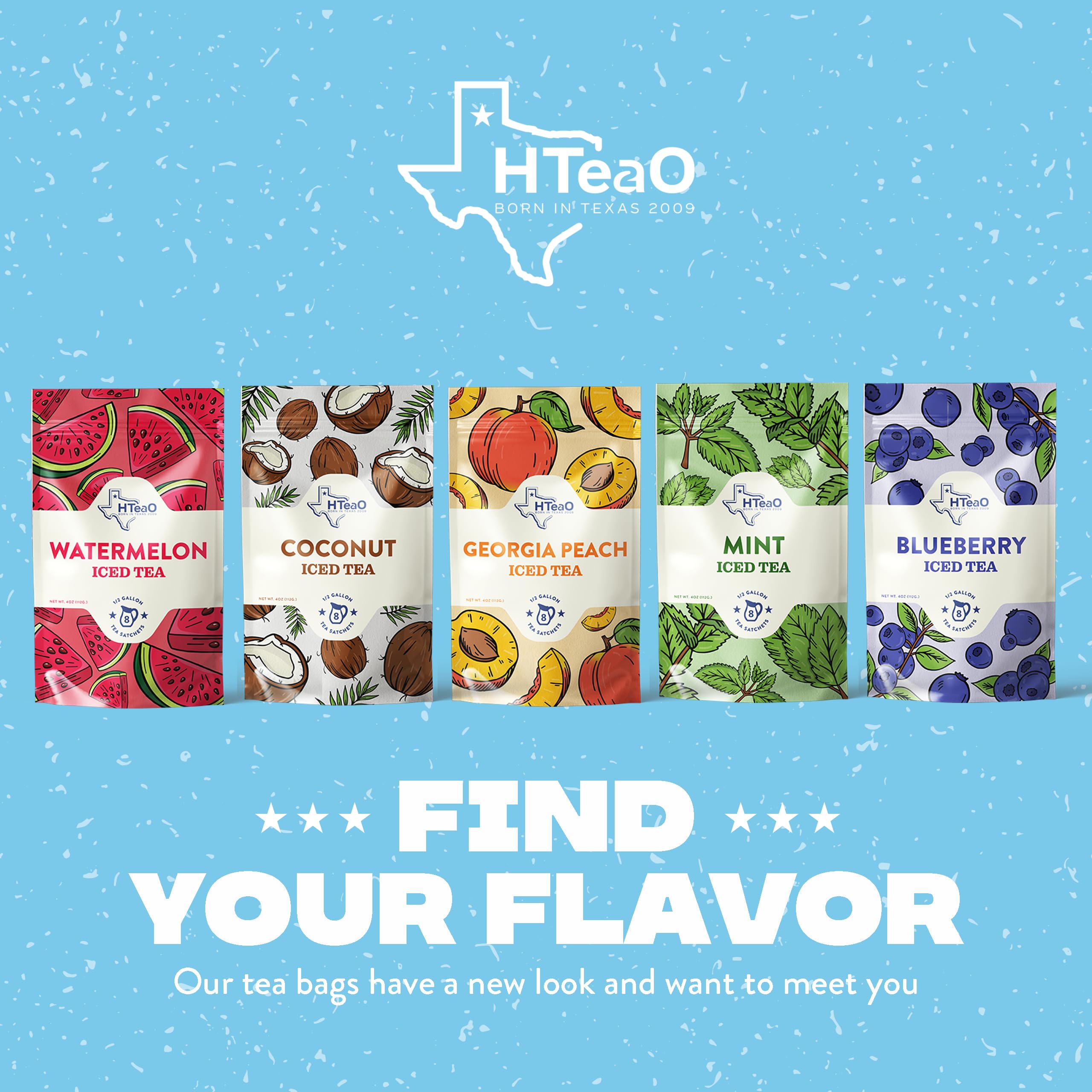 HTeaO Georgia Peach Black Tea Sachets - 8 Gallons Per Package - Real Texas-Style Flavored Iced Tea in 5 Minutes (Pack of 16 Sachet Bags)