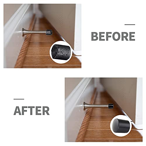 Zorveiio 30 Pcs Black Door Stop Bumper Tips, 0.39 Inch ID Rubber Door Stopper Bumpers Door Stop Caps for Door & Wall Protection