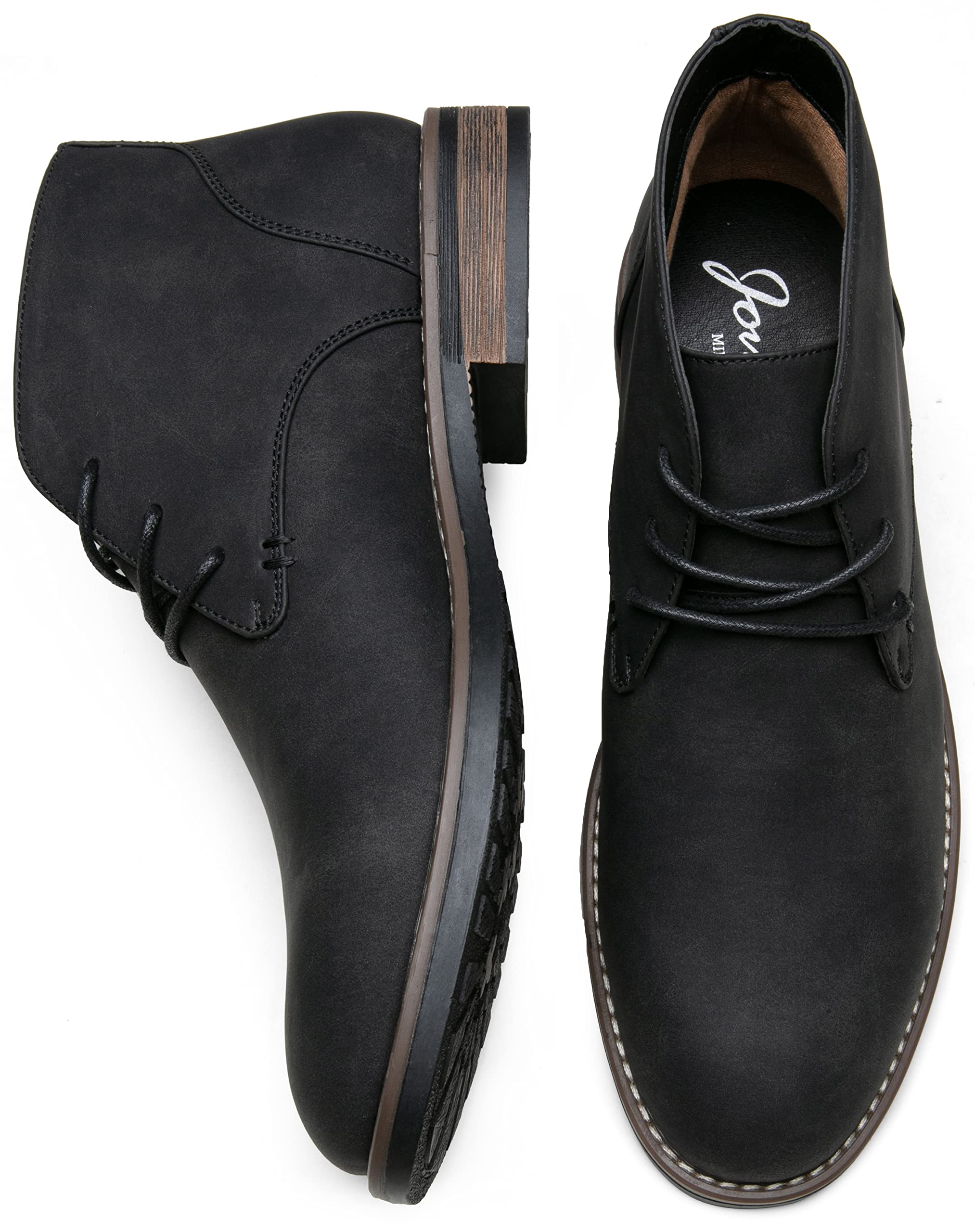 Jousen Men's Chukka Boots Lace Up Desert Ankle Boots Classic Causal Dress Boots For Men(AMY656A black 11)