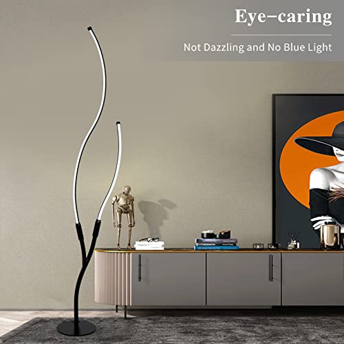 O'NEELDY LED Corner Floor Lamps, Black Branch Standing Lights with Foot Switches for Living Room, Bedroom, Reading Room (57 Inch Tall)