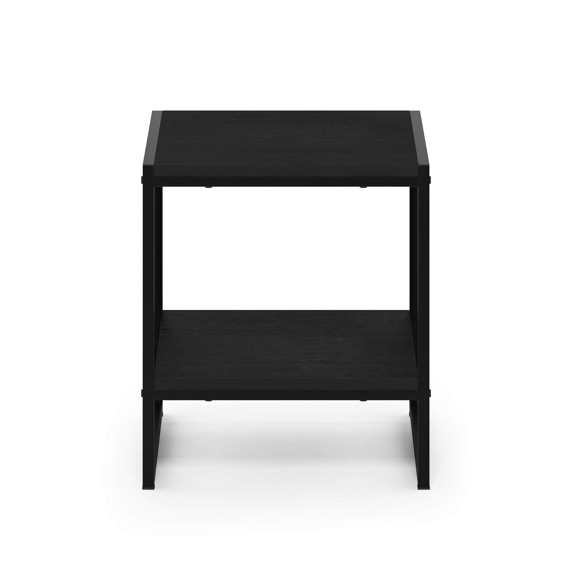 FURINNO Camnus Modern Living 2-Tier End Table, Americano, 15.9 in x 15.75 in x 18 in