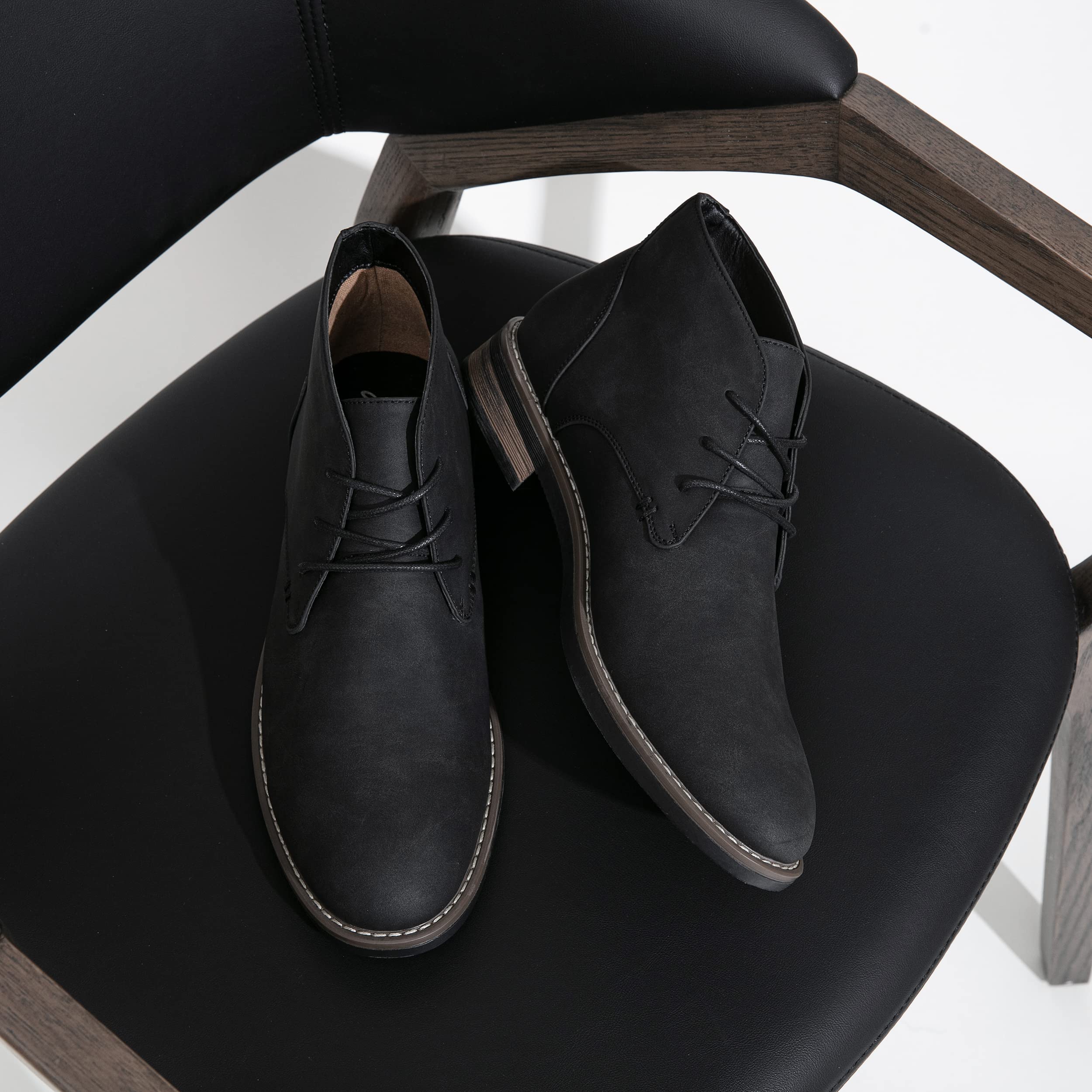 Jousen Men's Chukka Boots Lace Up Desert Ankle Boots Classic Causal Dress Boots For Men(AMY656A black 11)