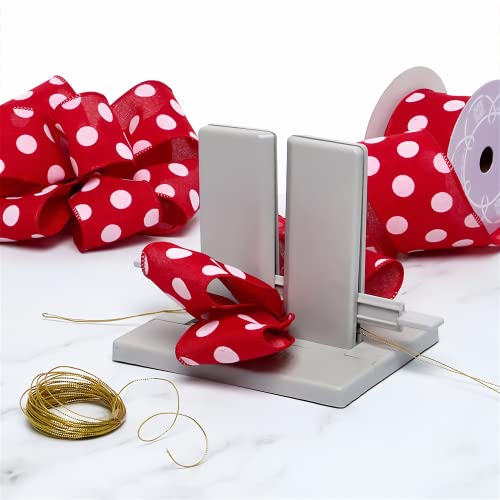 Bowdabra Combo Pack Bow Maker for Ribbon for Wreaths (Set of 4 Tools), Art Supplies Craft Kit Set, Bows for Crafts Wedding Decor, Arts and Crafts for Adults - Wreath Making Supplies Kit, Gray